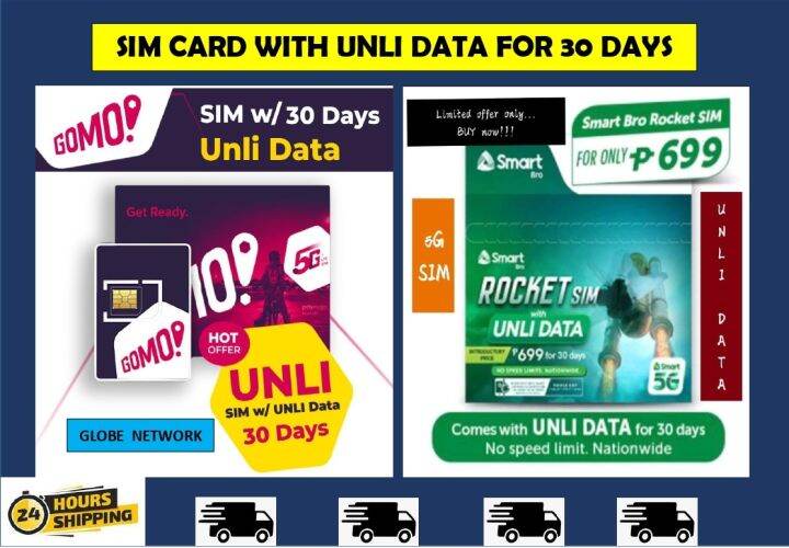 UNLI DATA PREPAID SIM FOR 30DAYS (GOMO & ROCKET SIM) | Lazada PH