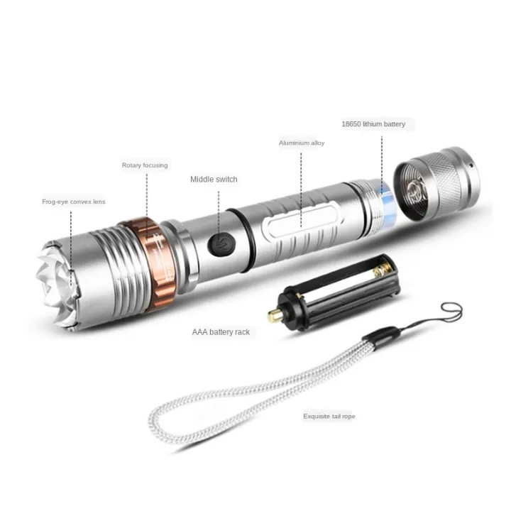 Lotus Attack Head LED Flashlight Tactical Electric Torch T6 Zoomable 5 ...