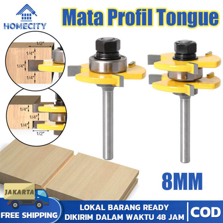 Mata Profil Tongue & Groove Router Trimmer Panel Sambung Kayu Jointing ...