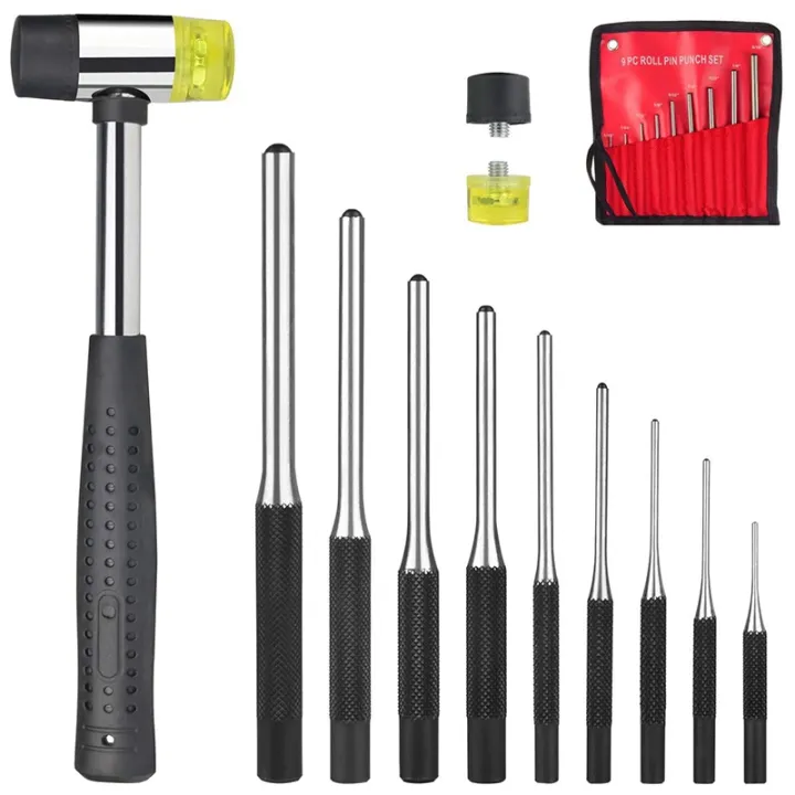 Roll Pin Punch Set with Storage Pouch, 9 Piece Steel Removal Tool Kit ...