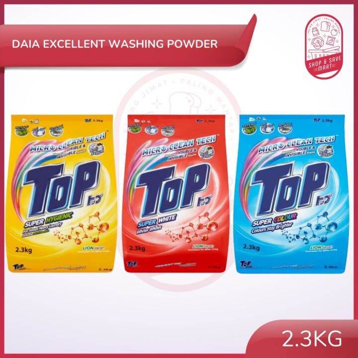 TOP Laundry Detergent Powder 2.3kg (Super White, Super hygiene, Super ...