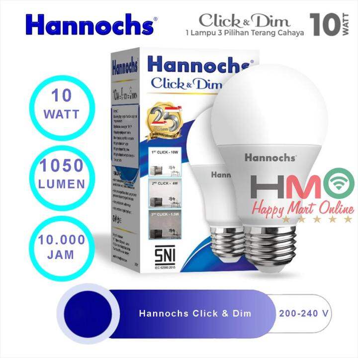 Lampu LED Hannochs Click & Dim 10 W 1 Lampu 3 Tingkat Kecerahan ...