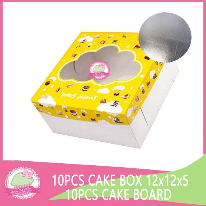 MPS - 10 Sets Cake Box 12x12x4 | 12x12x5 with Cake Board 12" - Pastry ...