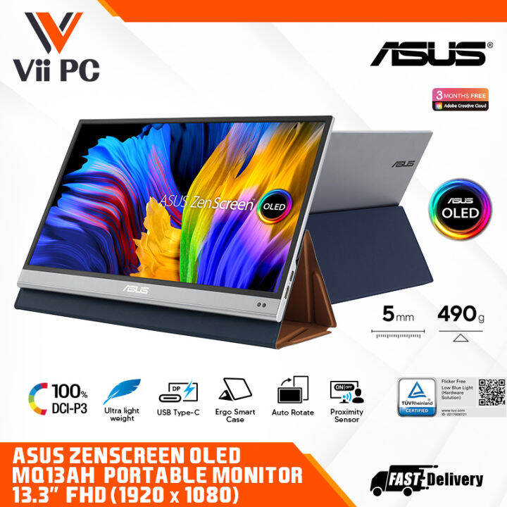 ASUS ZenScreen OLED 13.3” 1080P Portable Monitor MQ13AH - Full HD, 100% ...