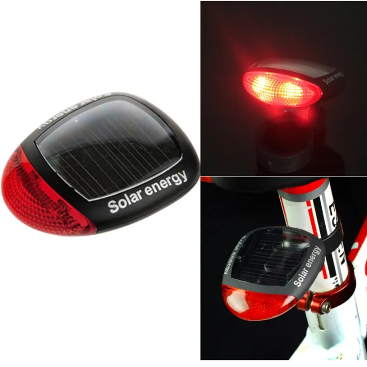 Solar Powered LED Rear Flashing Tail Light Safety Bicycle Warning Light ...
