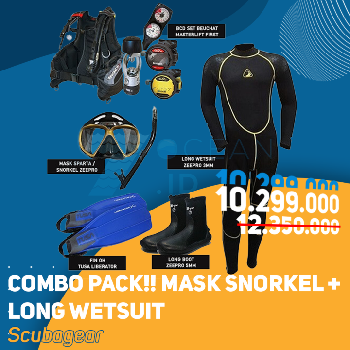 Combo Pack!!! Alat Selam Alat Snorkel Mask Snorkel + Long Wetsuit BCD ...
