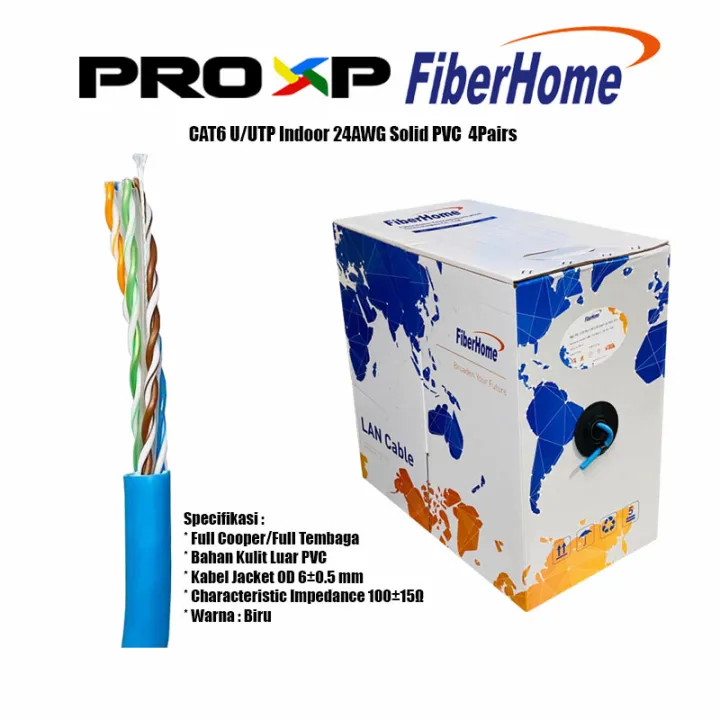 PROXP FiberHome Kabel CAT 6 24AWG PVC ID 4 pairs | Lazada Indonesia