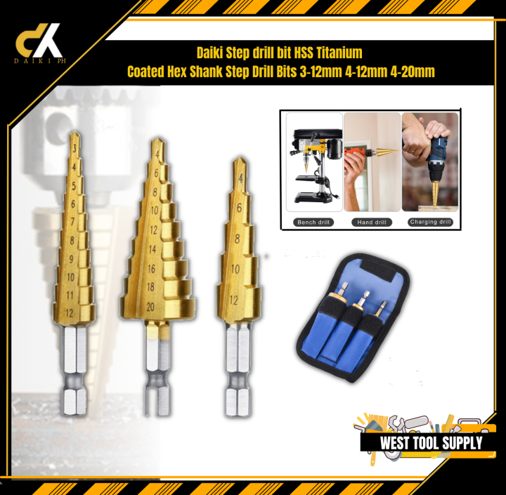 Daiki hss titanium step drill bit set | Lazada PH