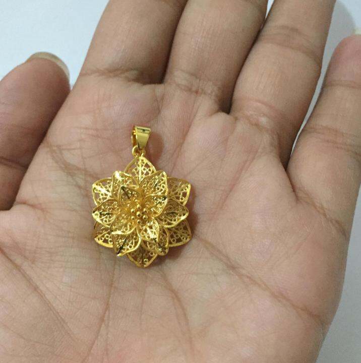 Lan'z Liontin Bunga Kendari Kelopak Titanium 18 K emas | Lazada Indonesia