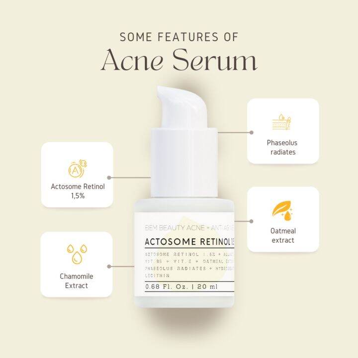 EIEM Beauty Acne + Anti Aging Serum, actosome retinol 1.5% | 20ml ...