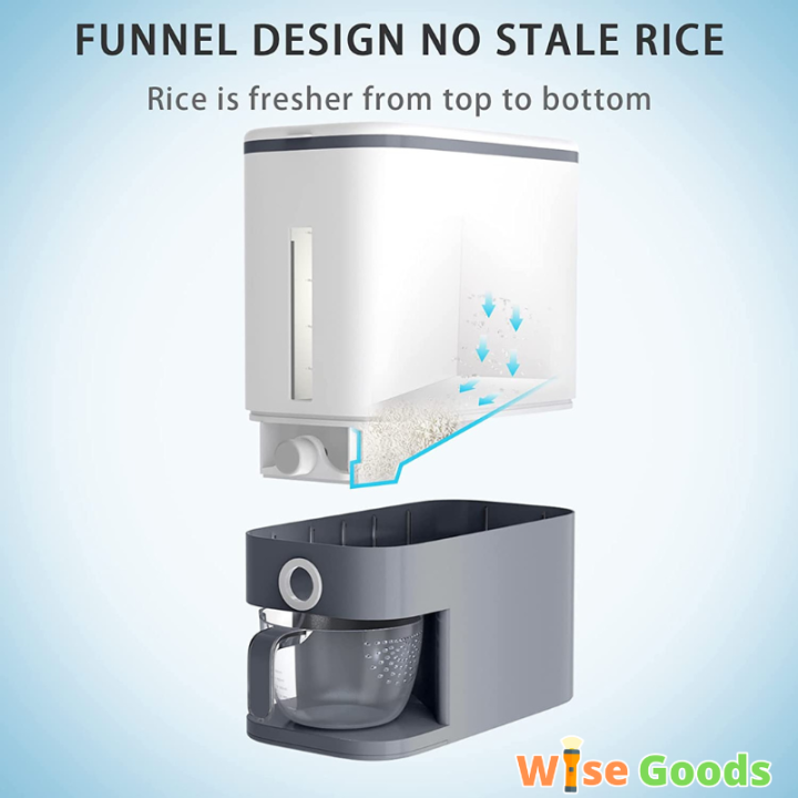 Rice Container Storage with Lid Measuring Cylinder Moisture Proof ...