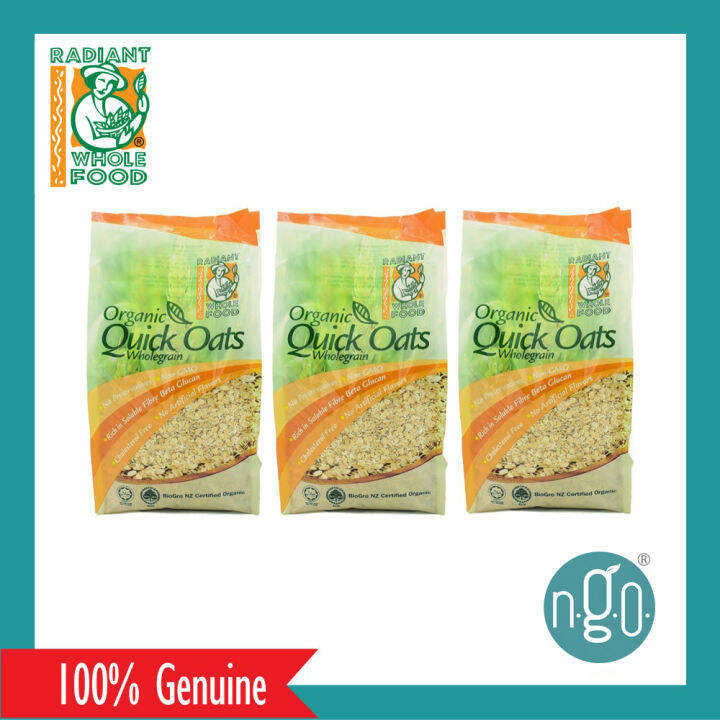 Radiant Organic Quick Oats Wholegrains 500g x 3 Pkts | Lazada