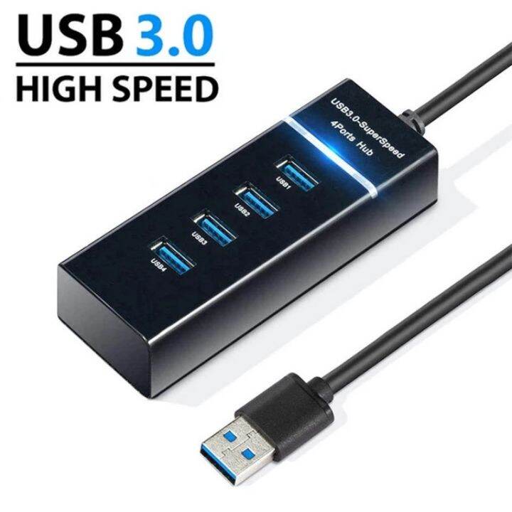 High Speed HUB 4 Port USB 3.0 Multi Splitter Expansion 4Ports HUBs LED ...