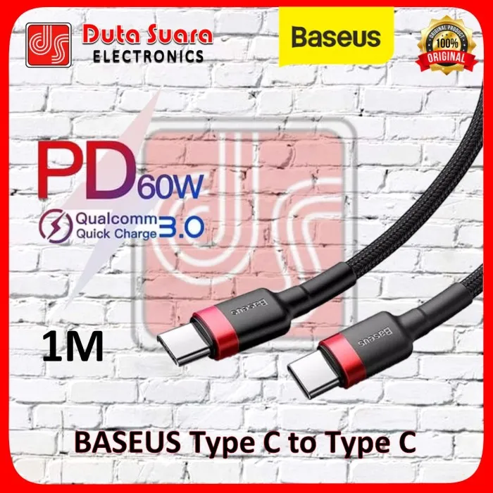 Baseus Kabel Data Type C to Type C PD 2.0 60W 1Meter | Lazada Indonesia