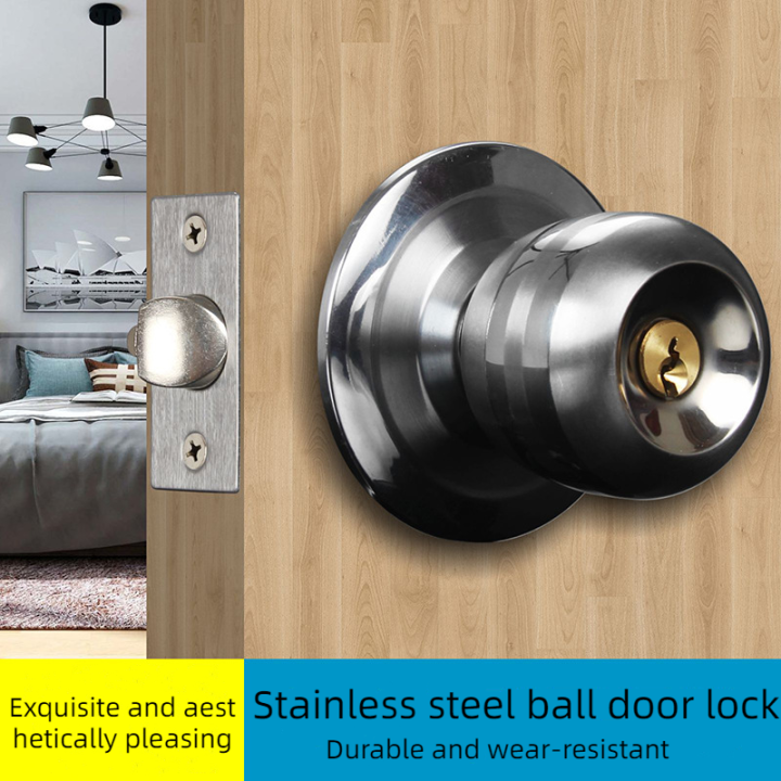 Stainless Steel Door knob Double Lock Combo Lockset Deadbolt And Cylindrical Keyed Entry Lock ...