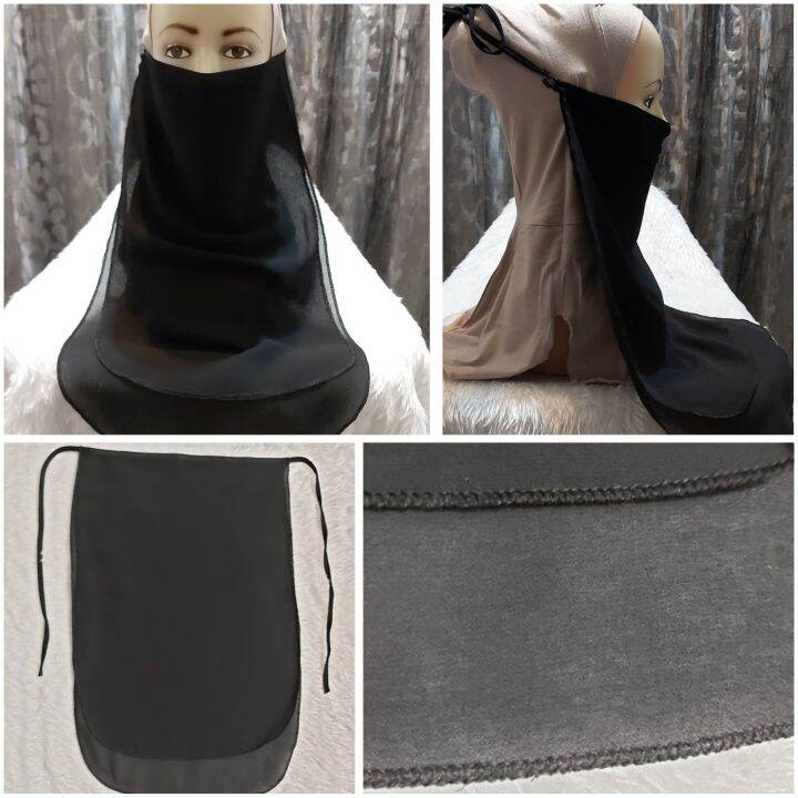 Nekap 2 Lapis / Purdah / Kain Chiffon / 2 Layer / Hitam Shj / Black ...