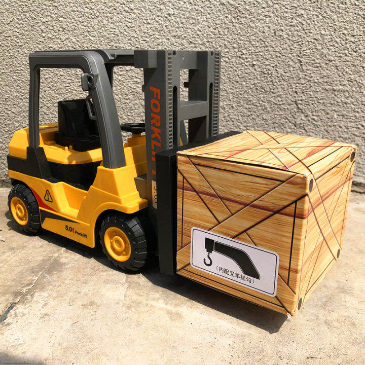 Children's simulation forklift loading and unloading toy car model pull ...