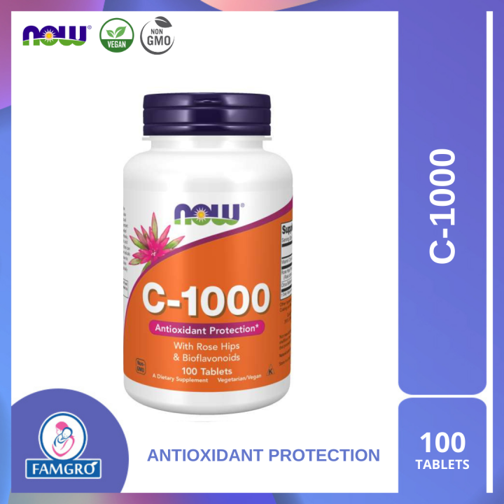 NOW Foods Vitamin C-1000 with Rose Hips (1000mg)- 100 Tablets | Lazada PH