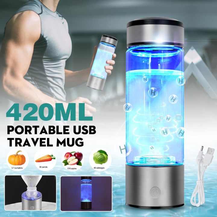 3mins 420ML Portable Water Ionizer Bottle Rechargeable Negative Ion Water Cup Hydrogens-rich ...