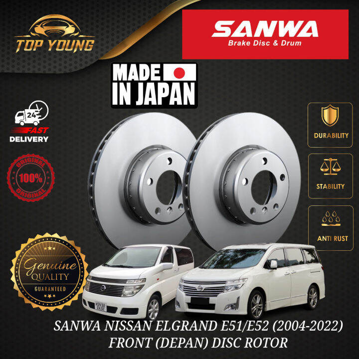 NISSAN ELGRAND E51 / E52 [2004~2022] FRONT (DEPAN) DISC ROTOR SANWA MADE IN JAPAN READY STOCK ...