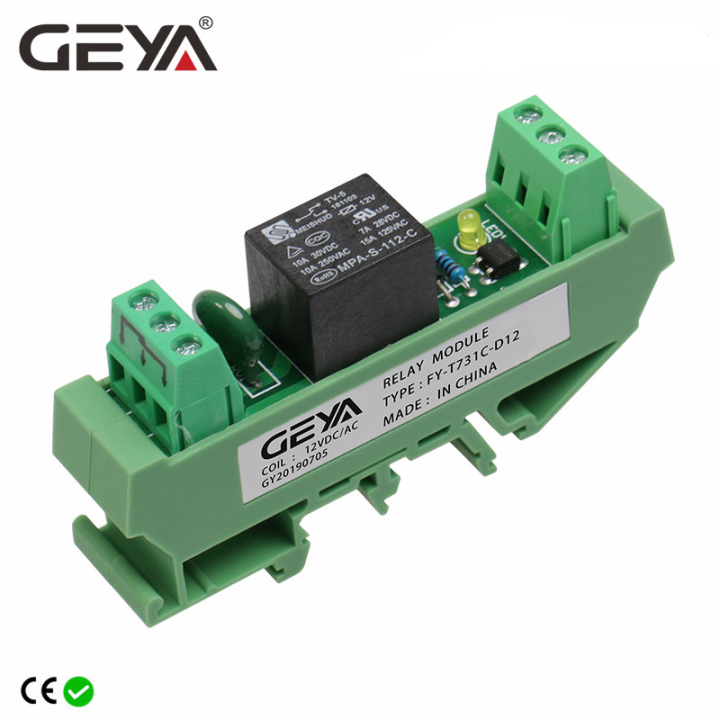 GEYA Din Rail 1 Channel Relay Board 5V 12V 24V 48V 110V 230V Relay ...