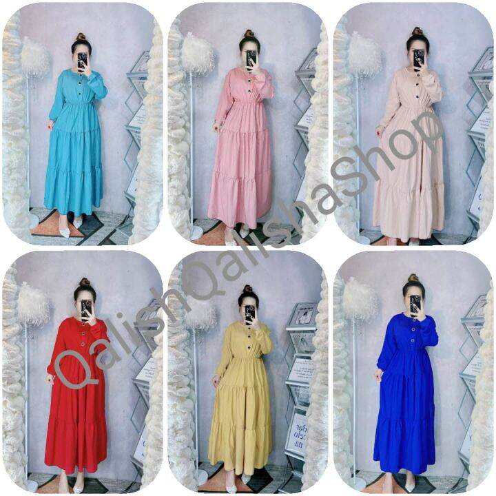 DRESS VIRAL PLAIN BEROPOL/BERTINGKAT | Lazada