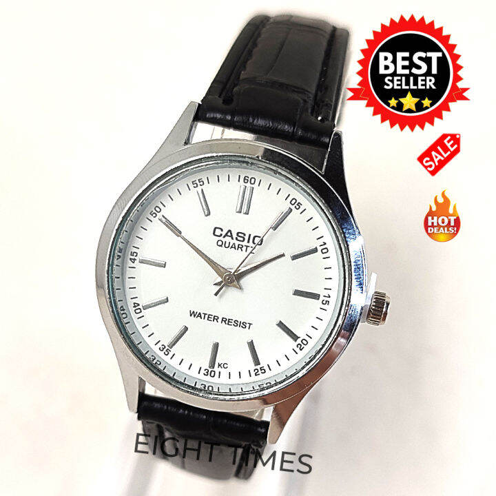 Casio Quartz Black White Dial Leather Strap Watch for Women | Lazada PH
