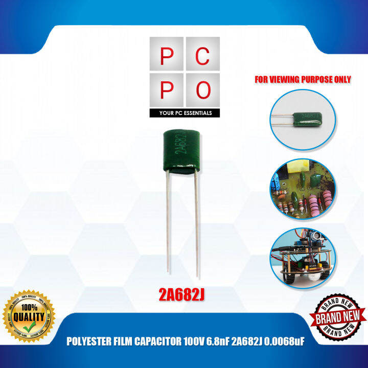 POLYESTER FILM CAPACITOR 100V 6.8nF 2A682J 0.0068uF | Lazada PH