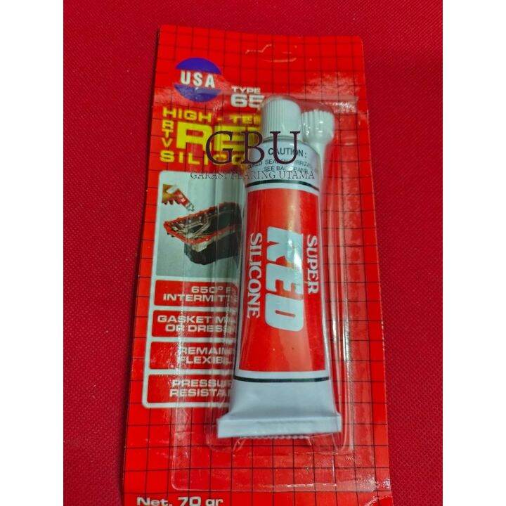 LEM HIGH TEMP SILICONE USA 650 RED 70gr SEALANT GASKET MERAH | Lazada Indonesia