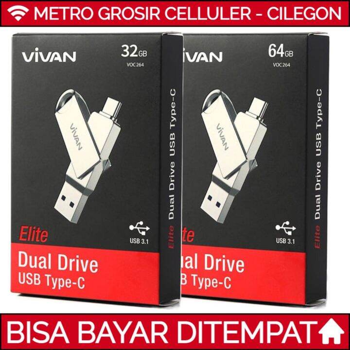 FLASHDISK OTG VIVAN Type C 32GB 64GB Dual Drive Interface Tipe-C & USB3 ...