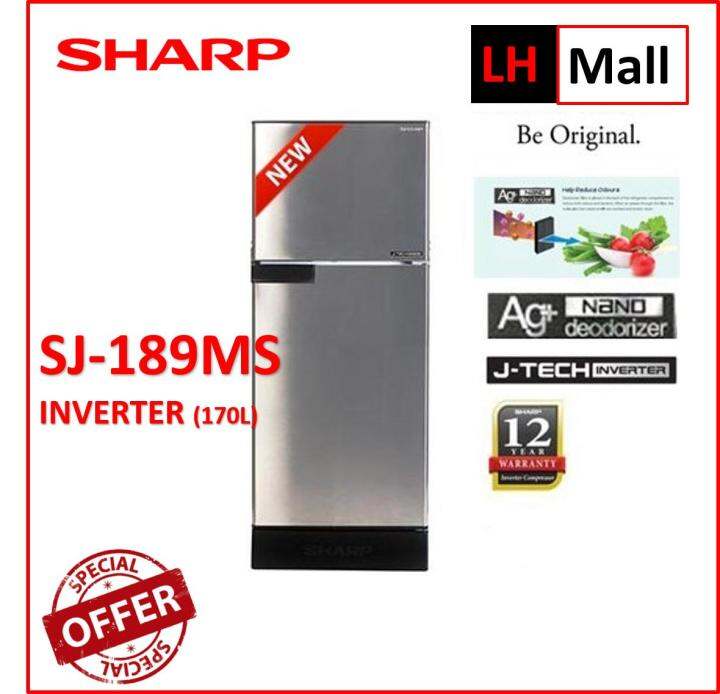 SHARP 2 Door Refrigerator SJ189MS 170L i-Huggy Series J-Tech Inverter ...