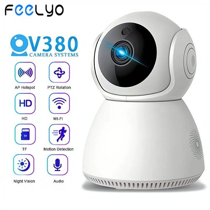 FEELYO V380 Pro CCTV Camera Connect to Cellphone Home Security WiFi 360 ...