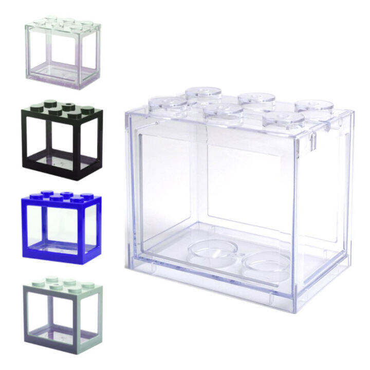 Kotak Pembiakan Aquarium Mini Lego Guppy Fish Tank Betta Building Block ...