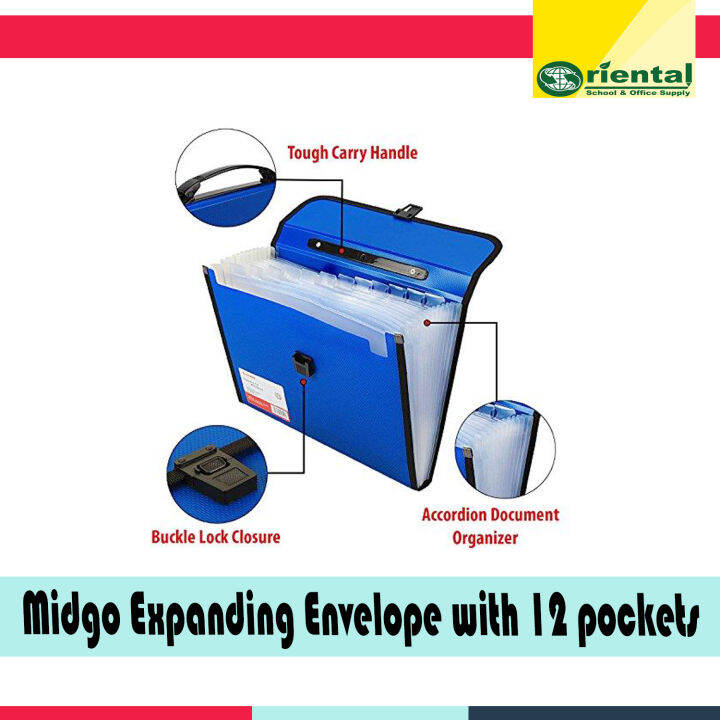 Midgo Long Expanding File Envelope with 12 Accordion Document Pockets ...
