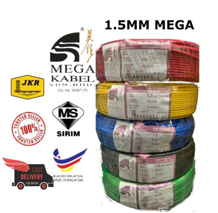 MEGA 1.5MM PVC CABLE (SIRIM) | Lazada