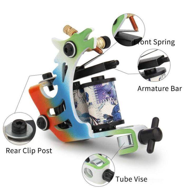 Complete Tattoo Coil Machine Kit with Power Foot Pedal Clip Cord Ink ...
