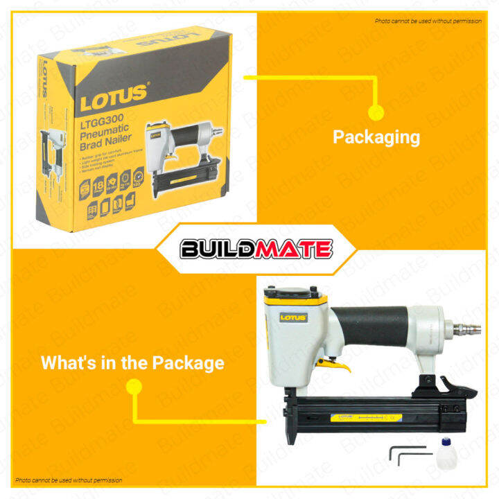 ♬BUILDMATE Lotus Pneumatic Air Brad Nailer Stapler Gun for U-Nails Nail ...
