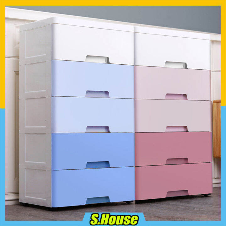 5 Tier Organizer Rack Drawer Cabinet Wardrobe Clothes Wheel Rak Almari ...