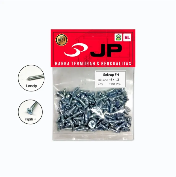 SEKRUP FH 8 x 1/2 - SKRUP FH 8x1/2 BAUT TAPPING ISI 100 PCS | Lazada ...