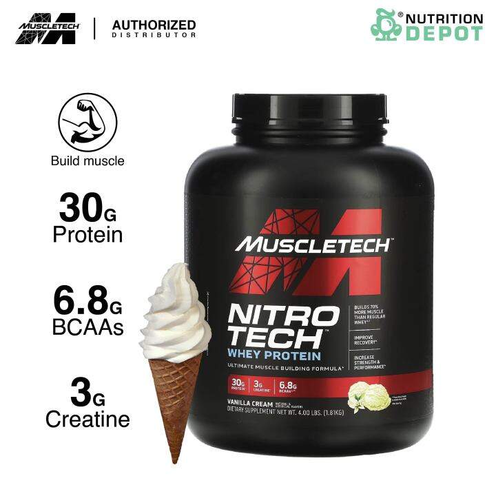 MuscleTech Nitro tech 4 lb - เวย์โปรตีนเสริมสร้างกล้ามเนื้อ | Lazada.co.th