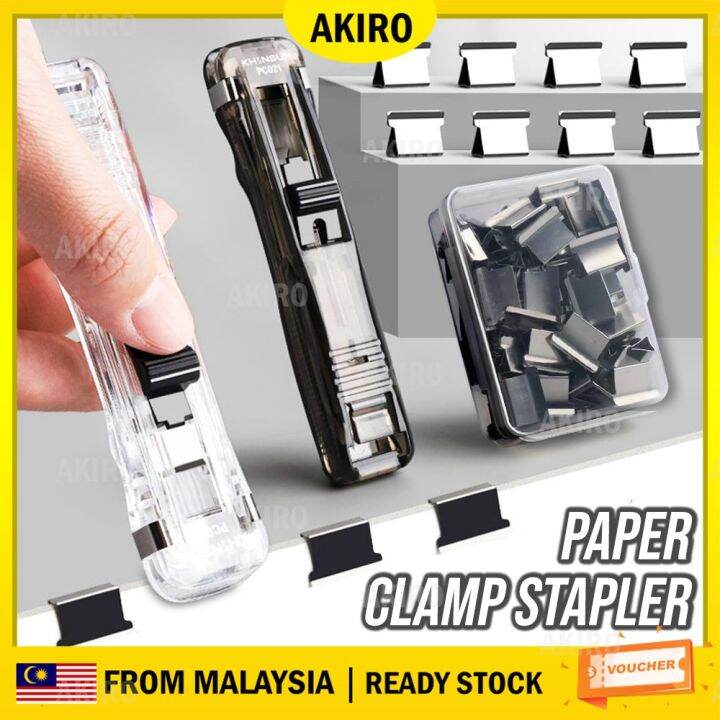 AKIRO MALAYSIA Portable Binder Stapler Paper Push Clamp School Office ...