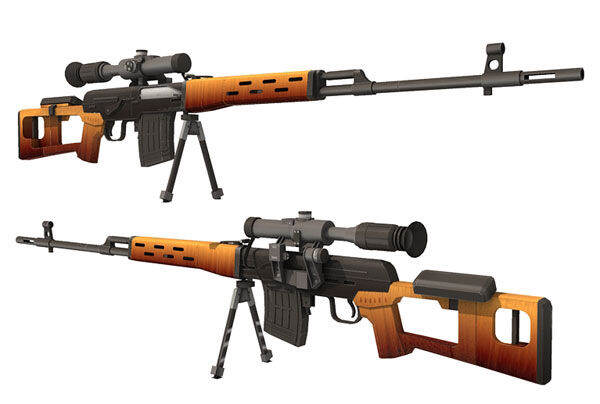 DIY Papercraft Template Pola Kertas Gun Dragunov Sniper Rifle Realsize ...