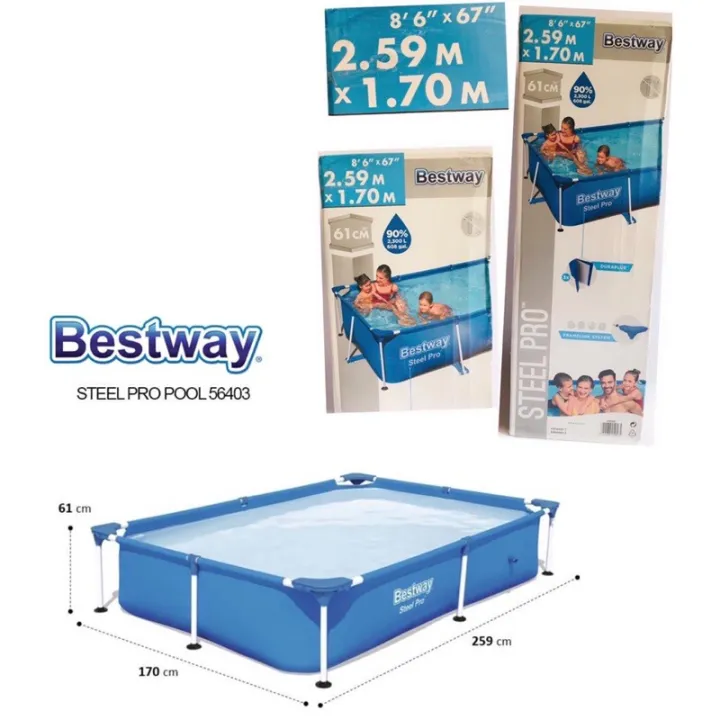 SC Wilbur Merchandise Bestway Steel Pro Rectangular Swimming Pool 2.59 ...