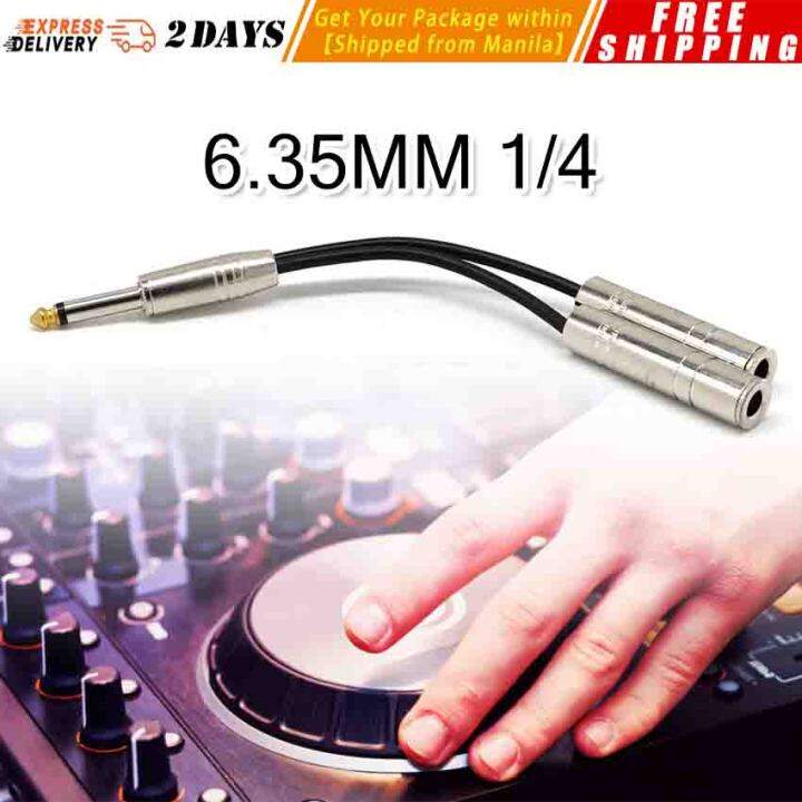 2 In 1 6.35mm To Dual 6.35mm Male To Feamle Audio Cable Adapter 6.5 6. ...
