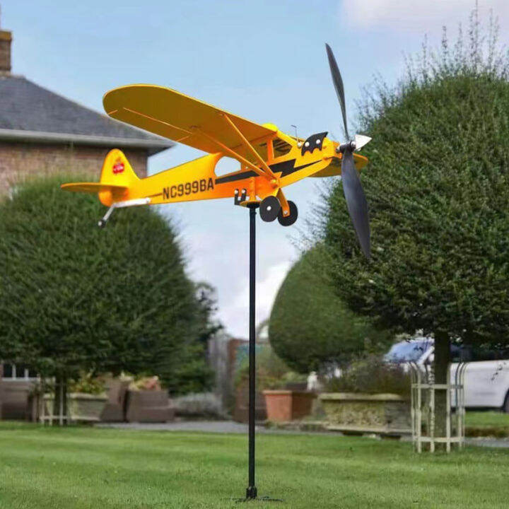 3D Wind Spinner Plane Metal Airplane Weather Vane Outdoor Roof Wind ...