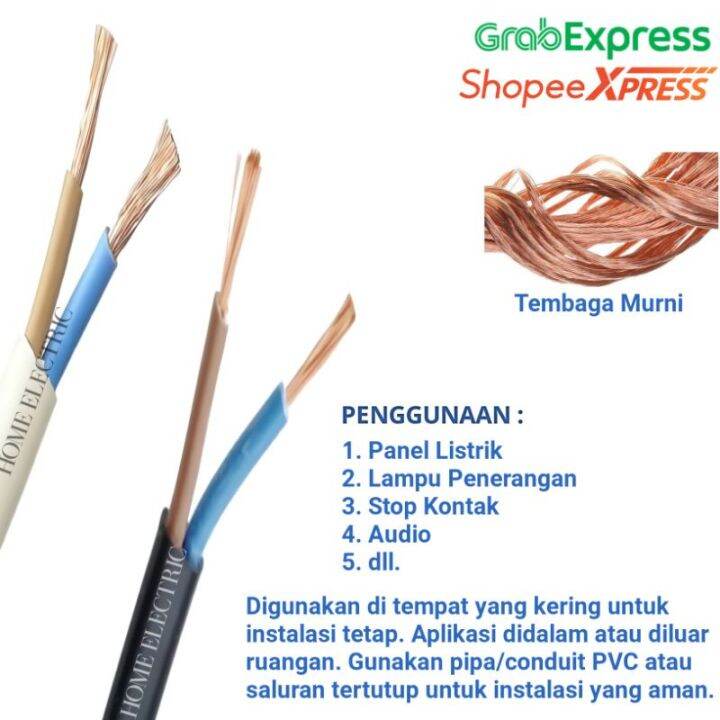 Kabel Listrik HYO NYM 2x1.5 Serabut Tebal Permeter / Meteran Hitam ...