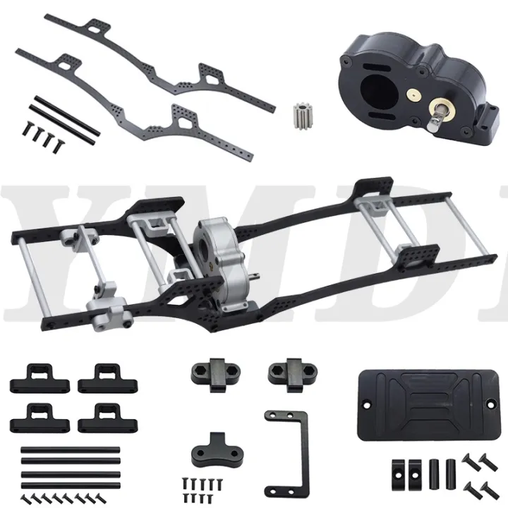 Metal LCG Chassis Lower Center of Gravity Carbon Fiber Frame Rails Girders Gearbox for 1/10 RC ...