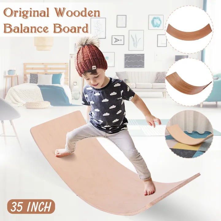 Wooden Wobble Balance Board Waldorf Toys Kid Yoga Board Curvy Board ...
