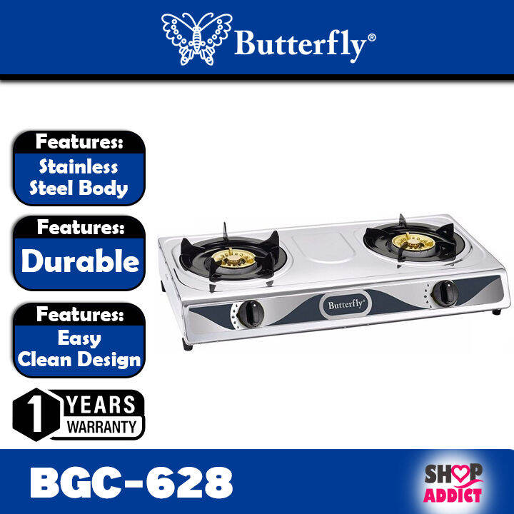 Butterfly Stainless Steel Double Burner Gas Stove Dapur Gas BGC-628 ...