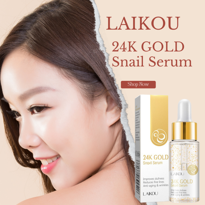 (Original)LAIKOU 24k Gold Snail Face Serum 30ml Essence Anti-aging Remove Wrinkle Fine Lines ...